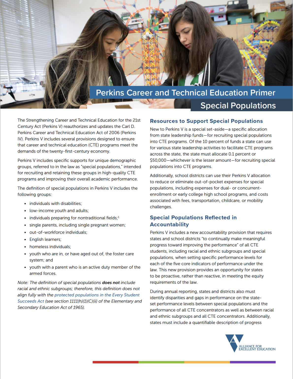 Perkins Career and Technical Education Primer: Special Populations | All4Ed