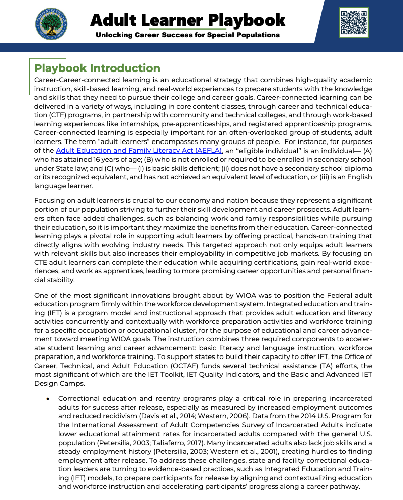 Adult Learners Playbook | All4Ed